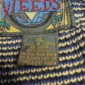 weeds | Sweaters | Weeds Vintage Striped Cardigan Xl Black Blue Tan ...